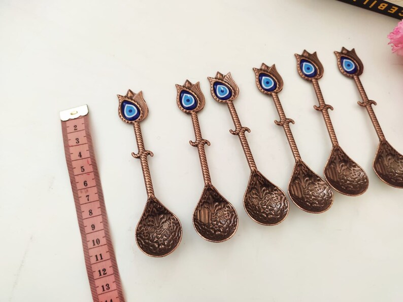 Coffee Tea Spoons Evil Eye Kitchen Gift 6 Pieces Copper - Etsy
