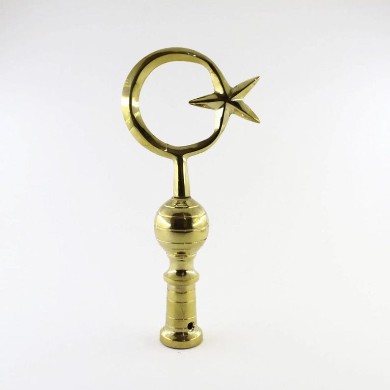 Solid Brass Turkish Flag Finial – 18cm Crescent and Star Ornament - Etsy