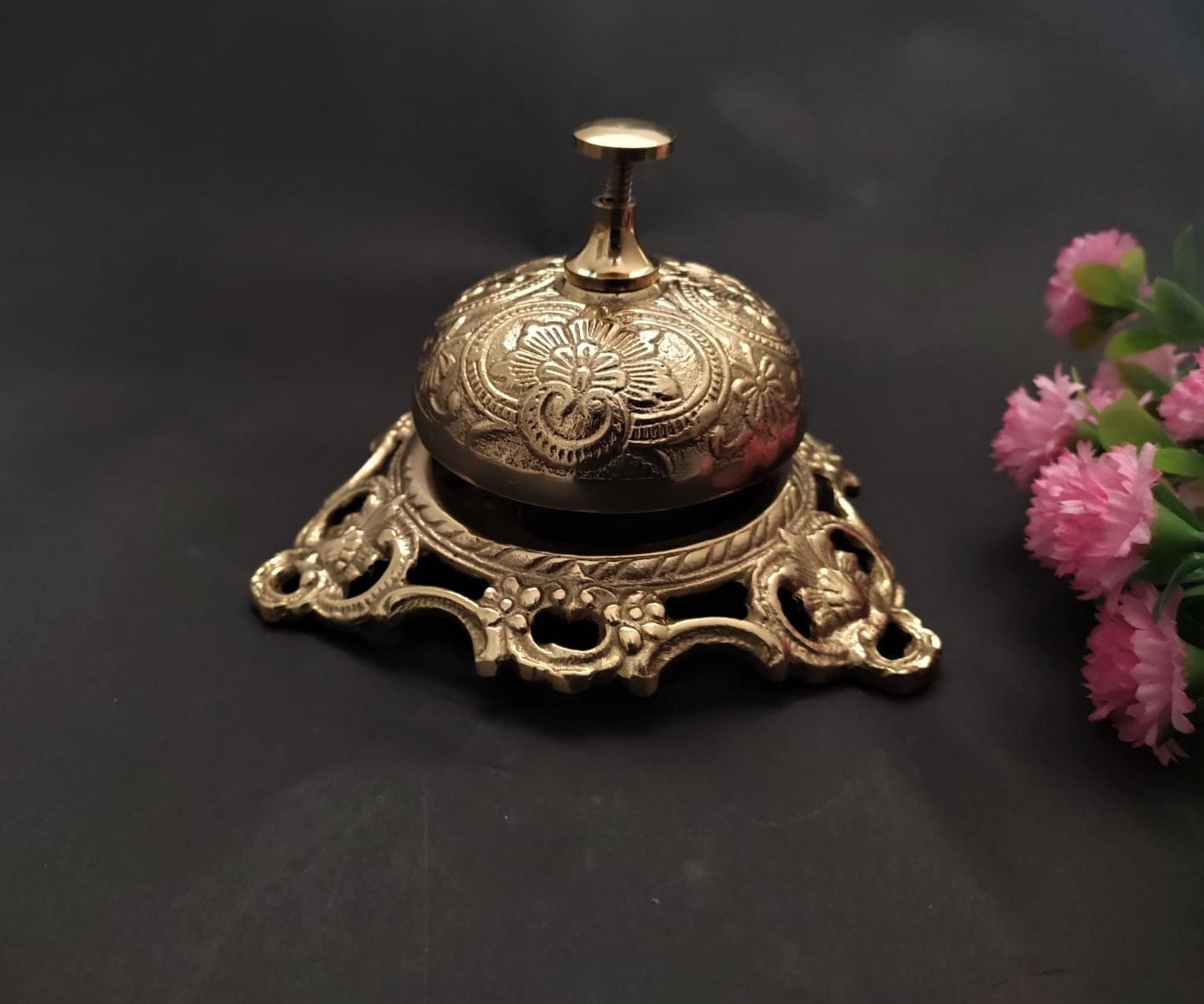 Reception Desk Service Bell Brass Counter Top Ornate Ringer - Etsy