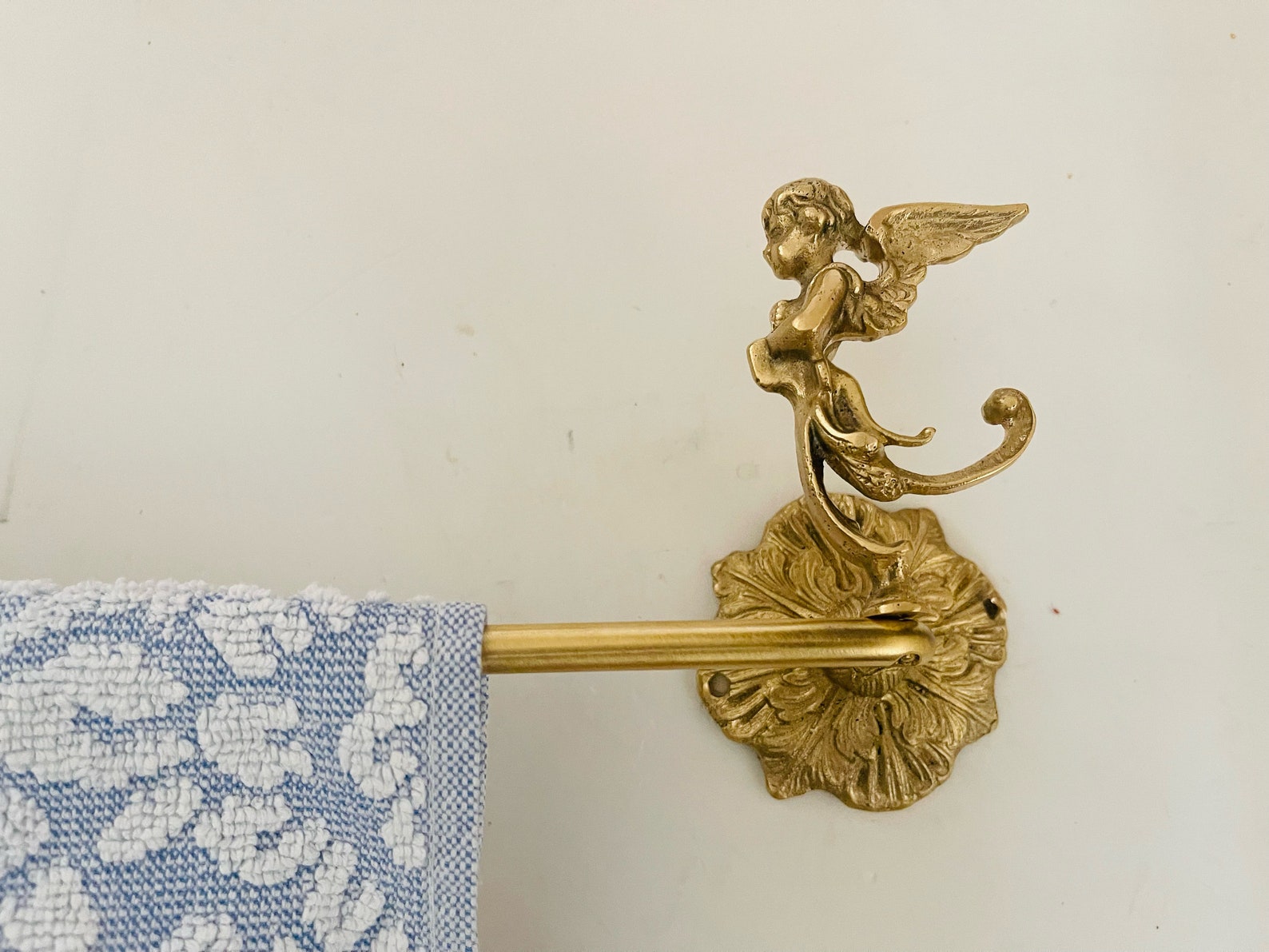 Brass Angel Towel Bar – Decorative Wall Mounted Bathroom, Elegant ...