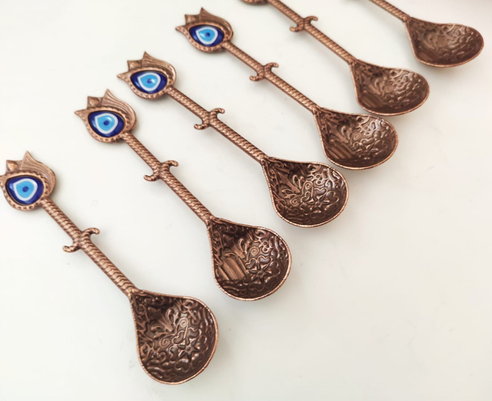 Coffee Tea Spoons Evil Eye Kitchen Gift 6 Pieces Copper - Etsy