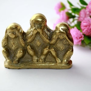 Three Wise Monkeys Figurine Solid Brass Home Decor Office Decor Gift - Etsy