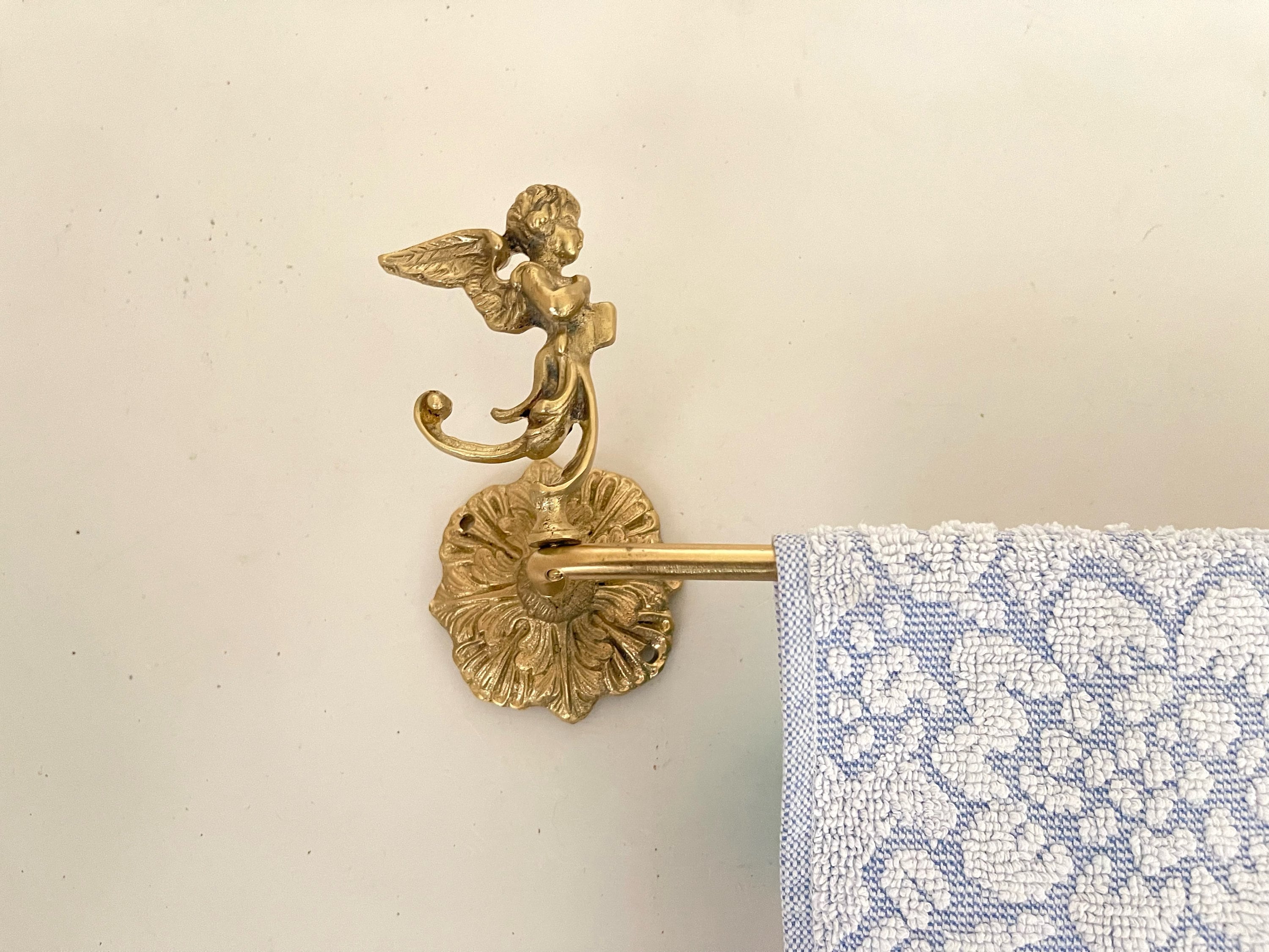 Brass Angel Towel Bar – Decorative Wall Mounted Bathroom, Elegant ...