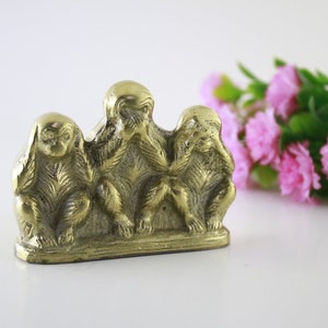 Three Wise Monkeys Figurine Solid Brass Home Decor Office Decor Gift - Etsy
