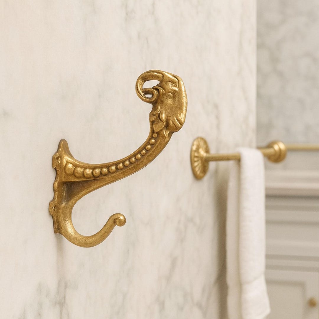 Brass Goat Wall Hook – Handmade Animal Head Hanger for Coats, Towels ...