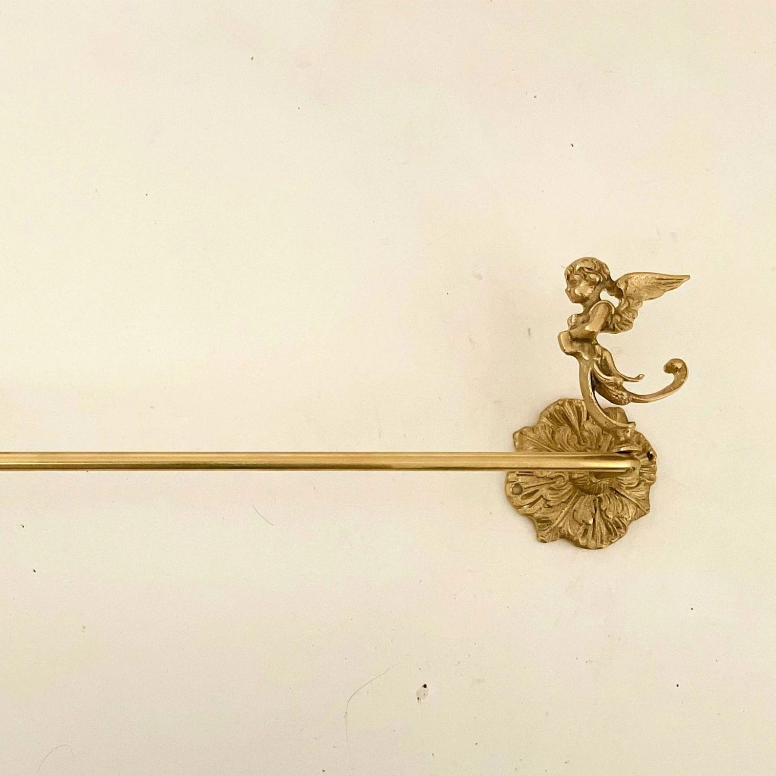 Brass Angel Towel Bar – Decorative Wall Mounted Bathroom, Elegant ...