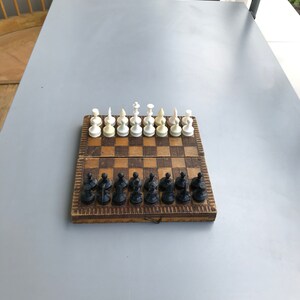 Vintage Small Chess Set 50's-vintage Travel Wood Chess - Etsy