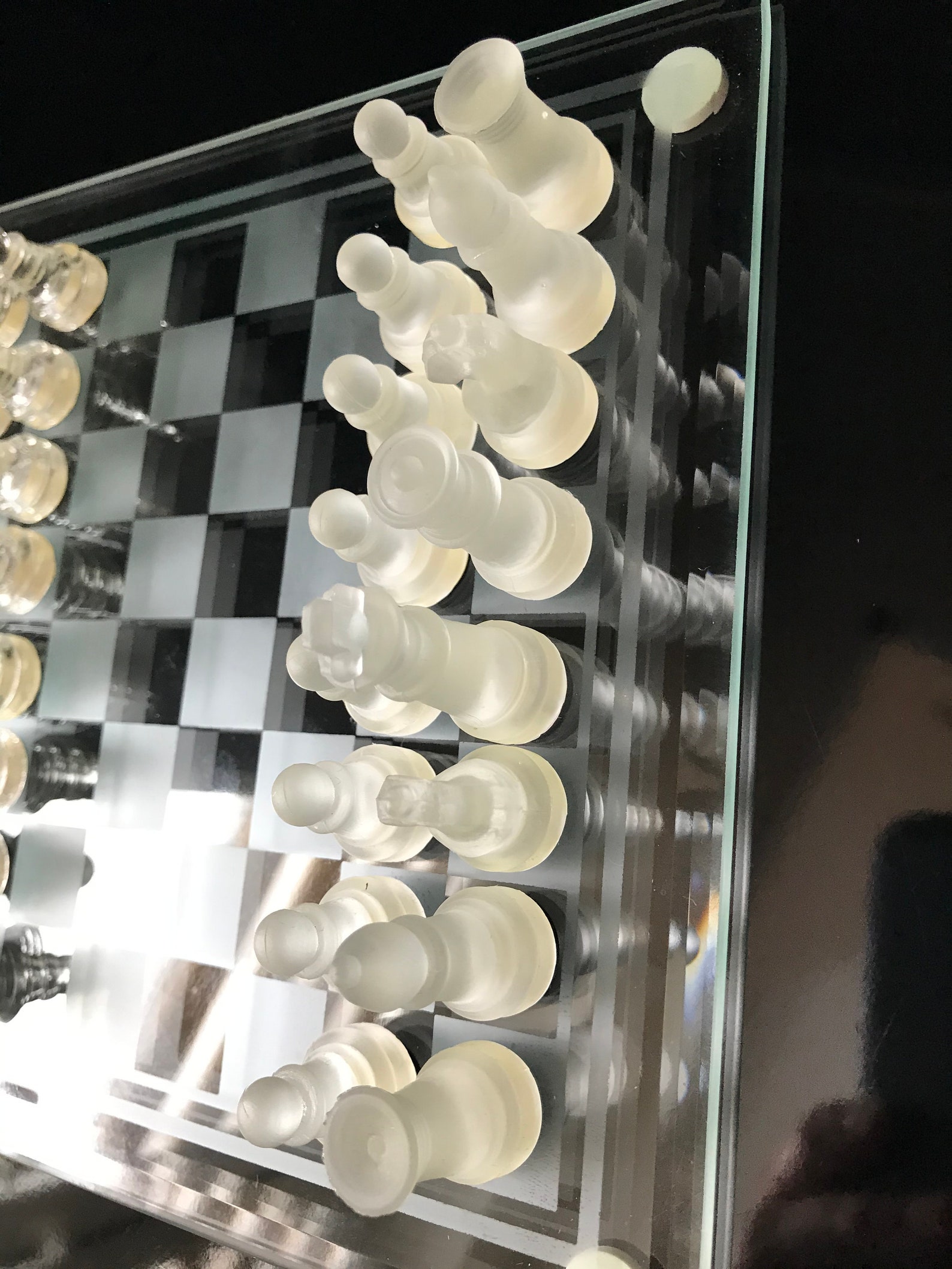 Vintage Small Glass Chess Set -table Game -chess Game -glass Chess ...
