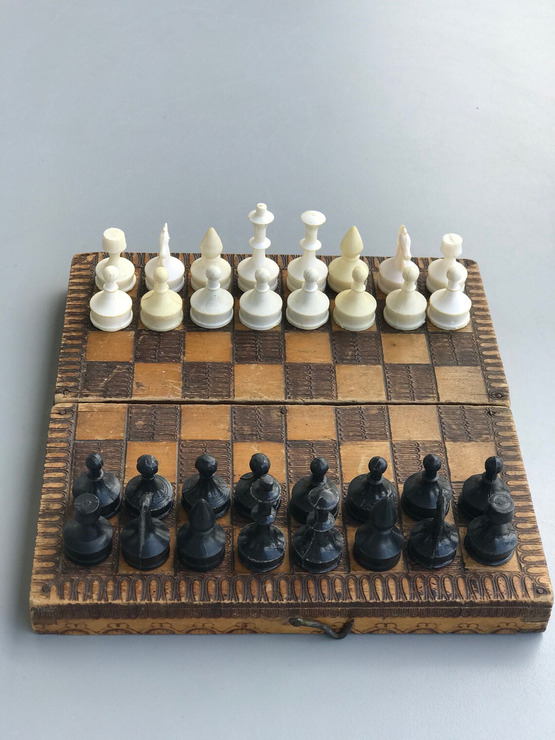 Vintage Small Chess Set 50's-vintage Travel Wood Chess - Etsy