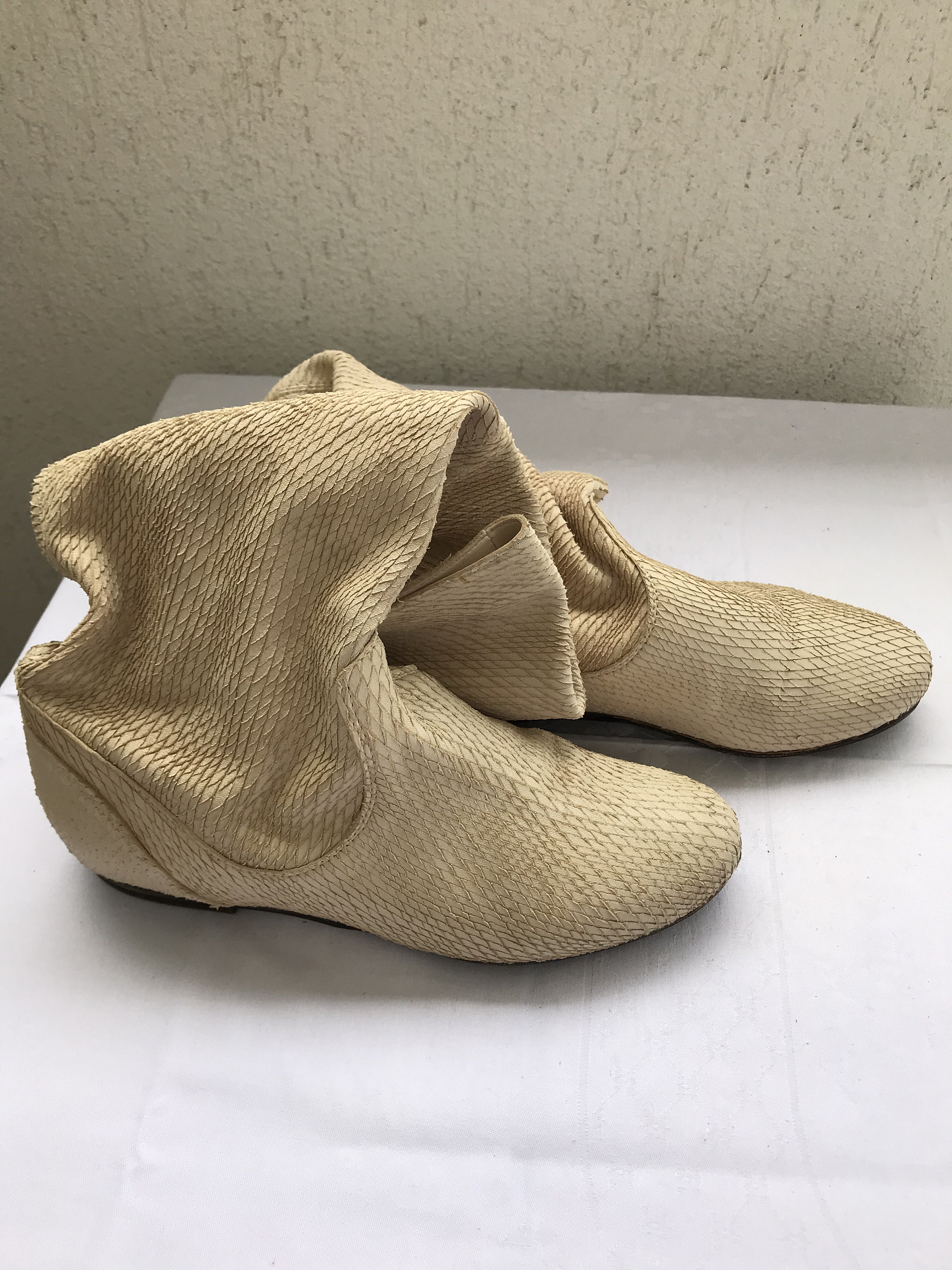 Vintage Italian Light Beige Boots - Genuine Women Shoes - Real Leather ...