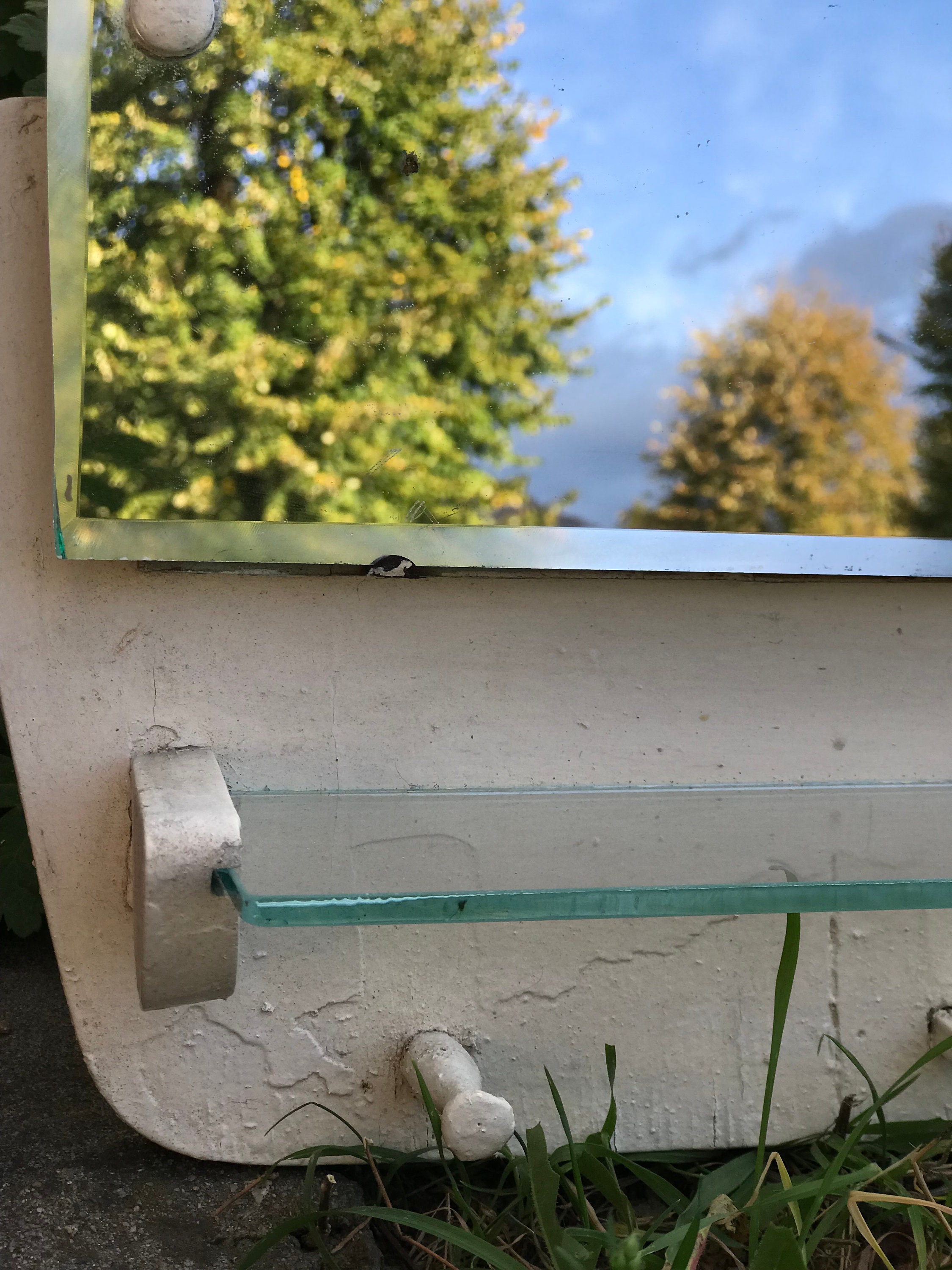 Vintage Antique Wooden Mirror-primitive Wooden Mirror With Towel Rack ...