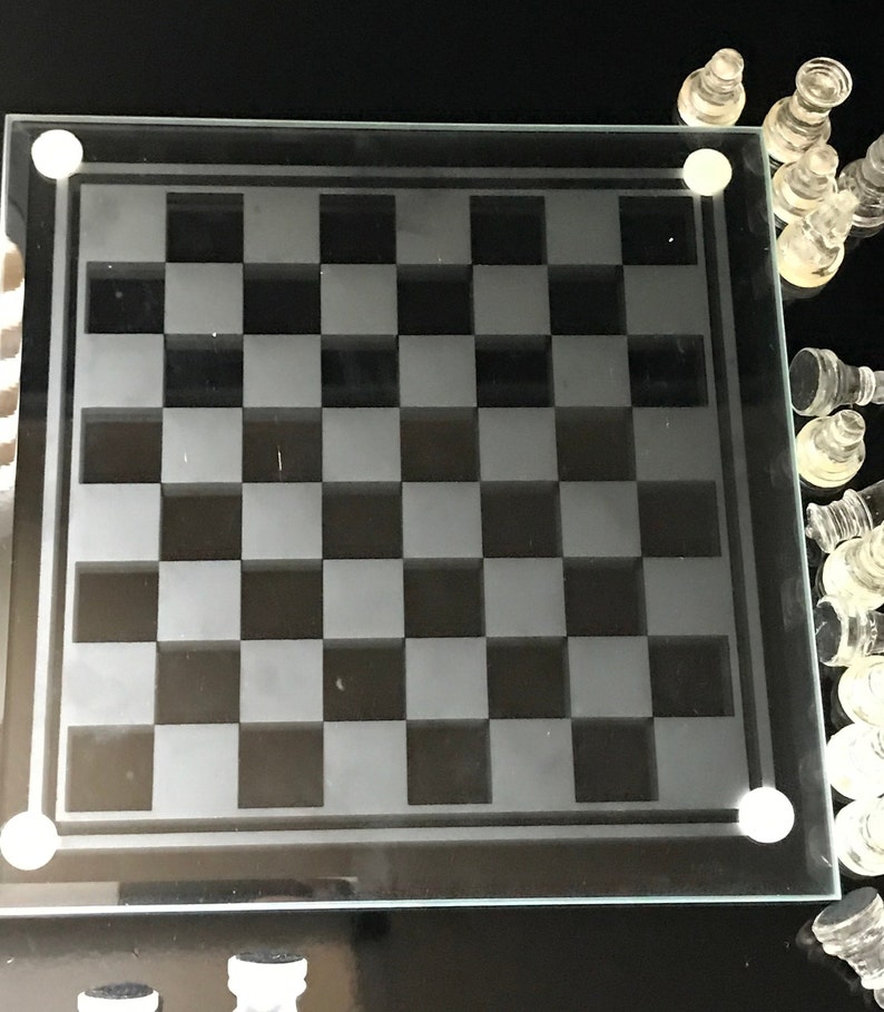 Vintage Small Glass Chess Set -table Game -chess Game -glass Chess ...