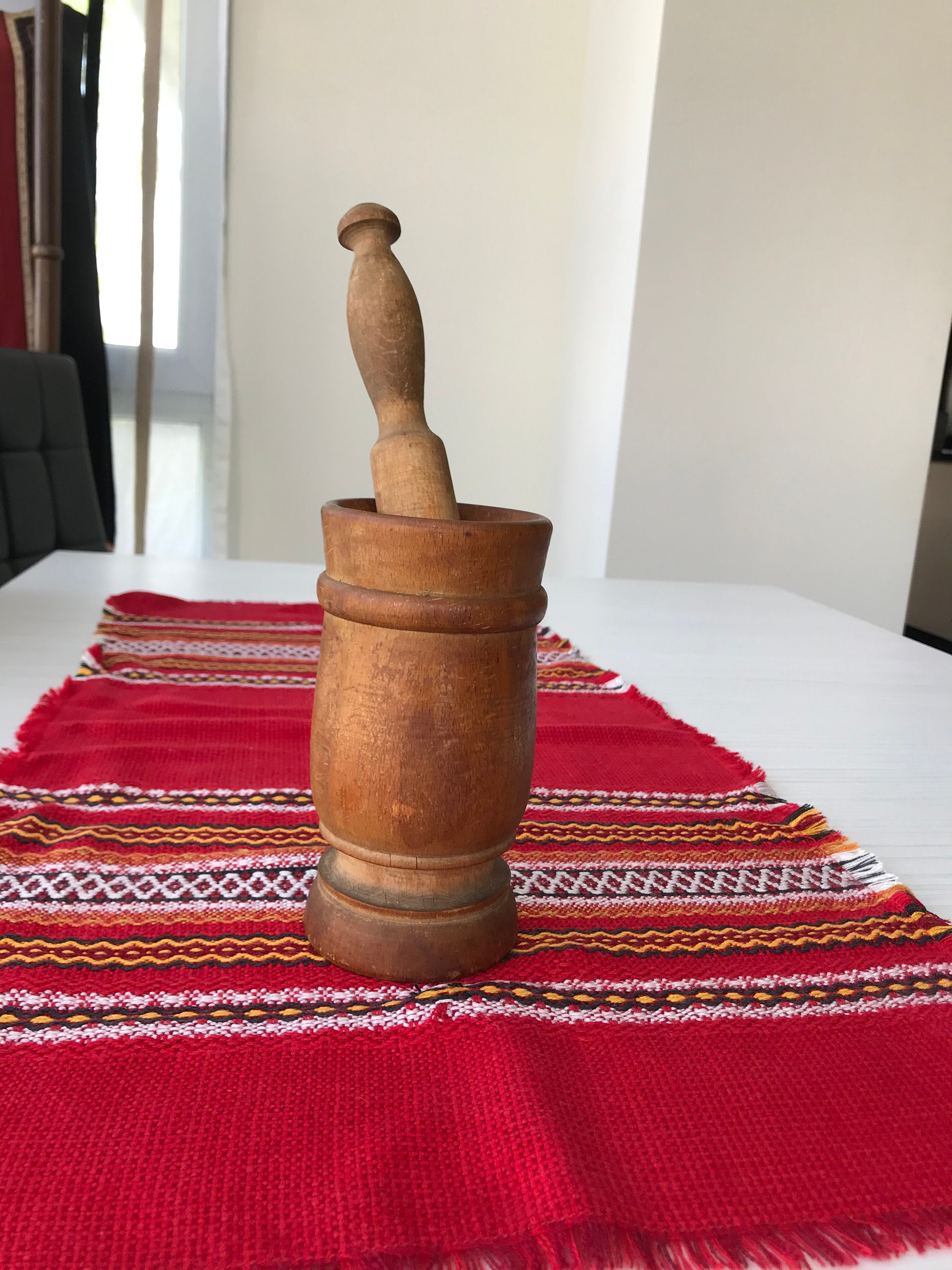 Vintage Wooden Spice Mortar and Pestle home Decor old Mortar herb ...