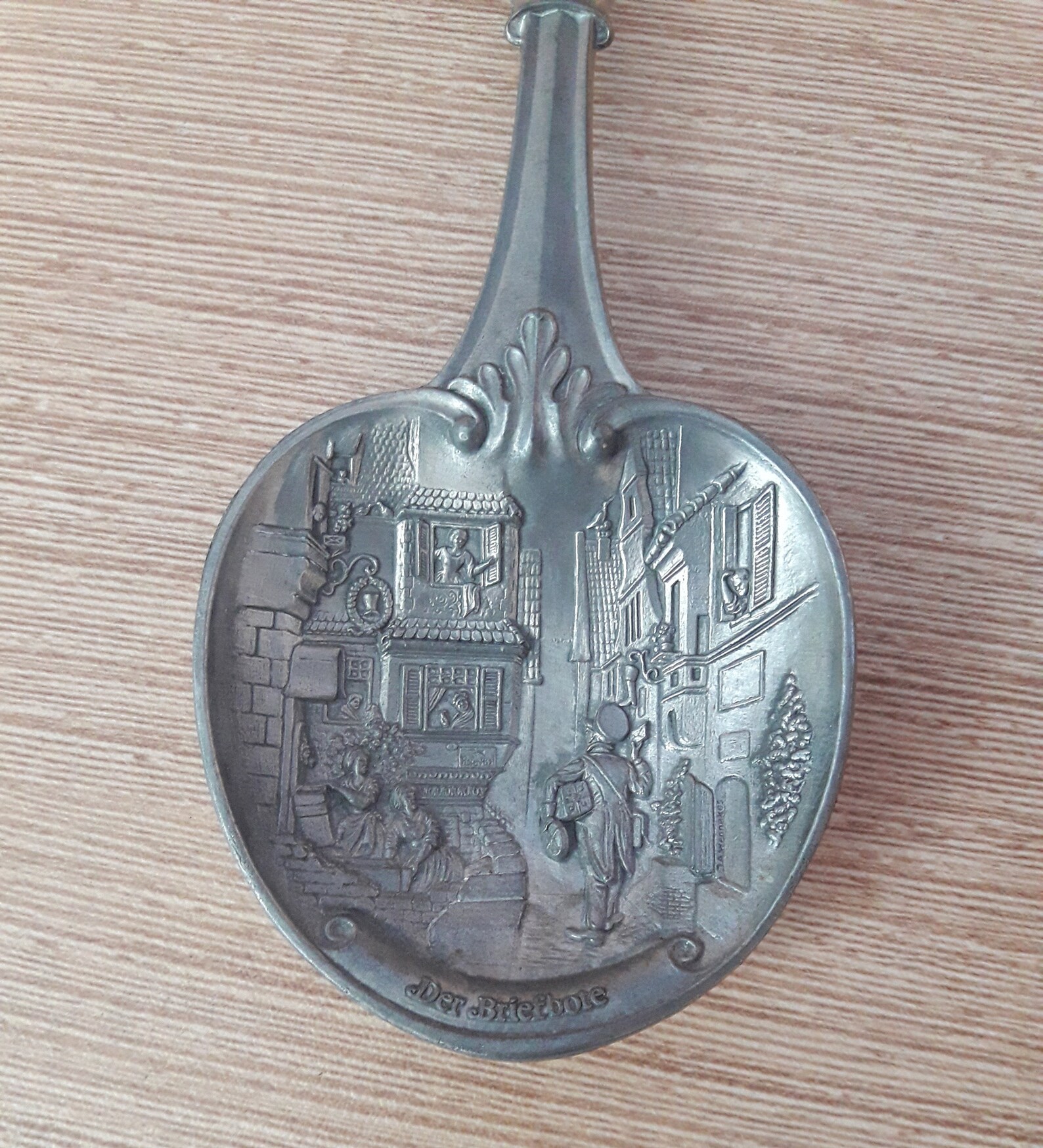 Vintage Old German Tin Spoon-pewter Spoon-limited Edition-relief of ...