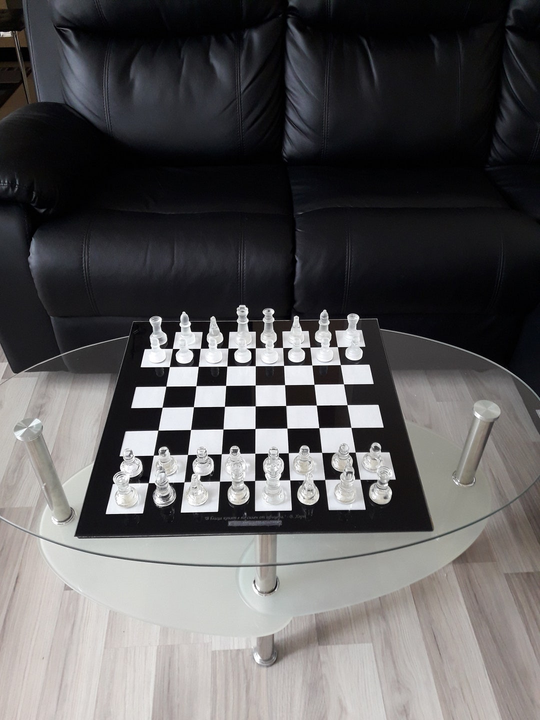 Vintage Glass Chess Set large Glass Chess Set table Game - Etsy