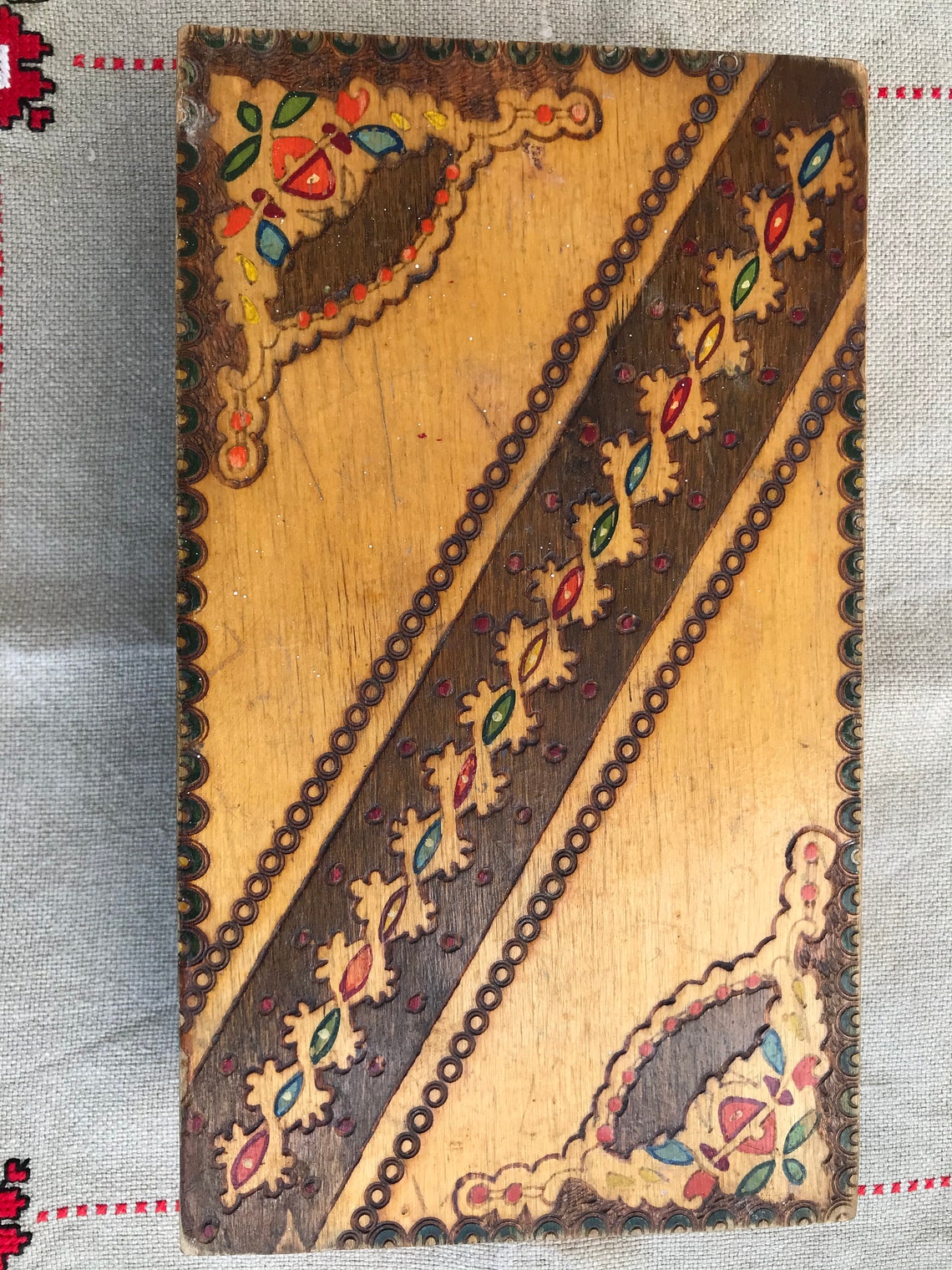 Vintage Wooden Pyrography Box Vintage Keepsake Box | Etsy