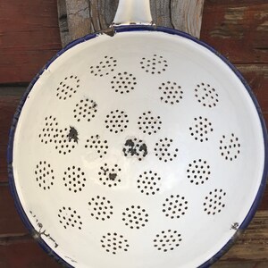 Vintage Enamel Colander - Enamel Strainer - Cookware - Big Strainer ...