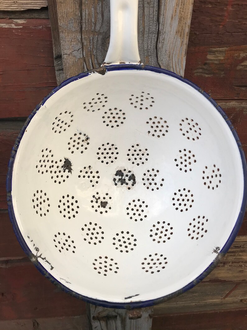 Vintage Enamel Colander Enamel Strainer Cookware Big | Etsy