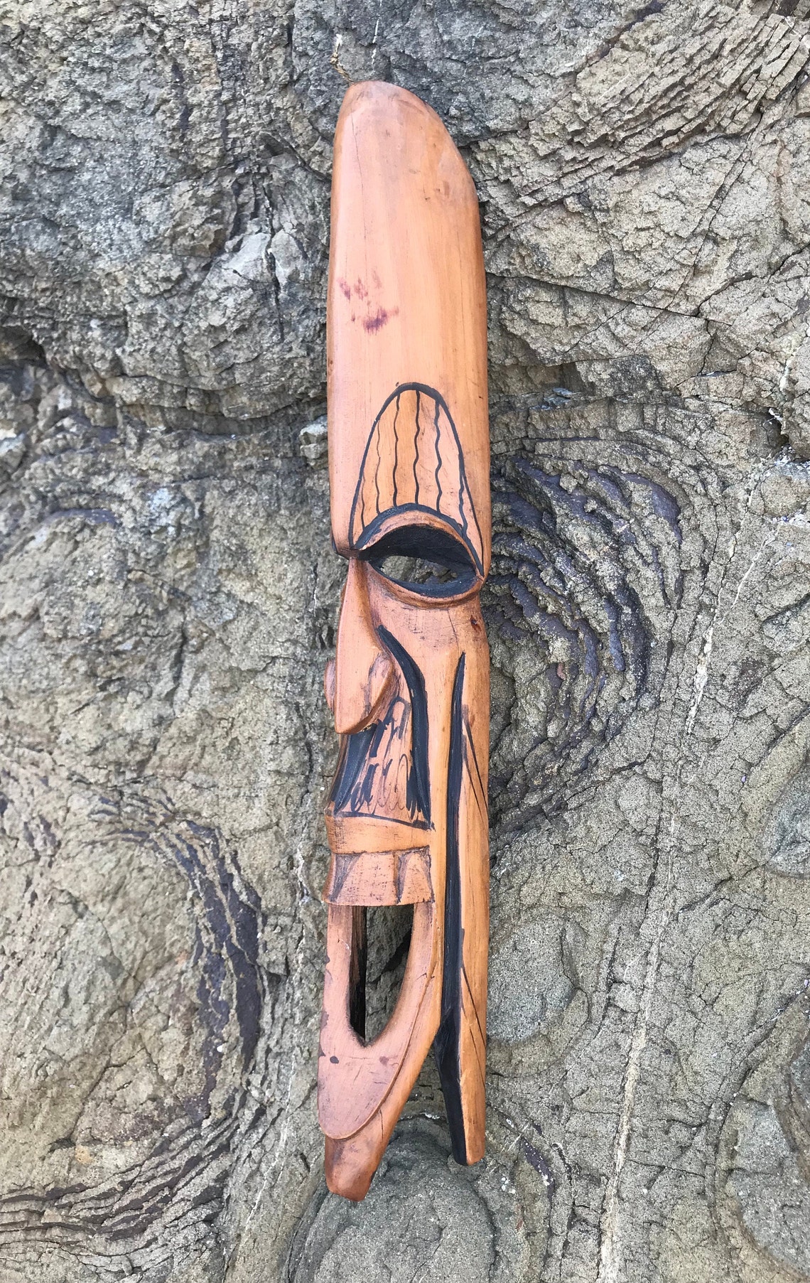 Vintage Wooden Mask Wall Hanging Hand Carved Handmade - Etsy