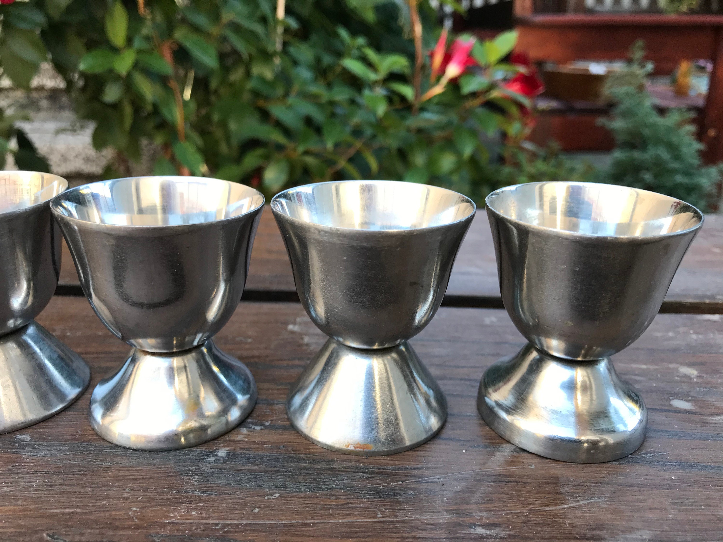 Vintage Set of 6 Eggs Cup Stainless Steel Egg Cups Vintage - Etsy
