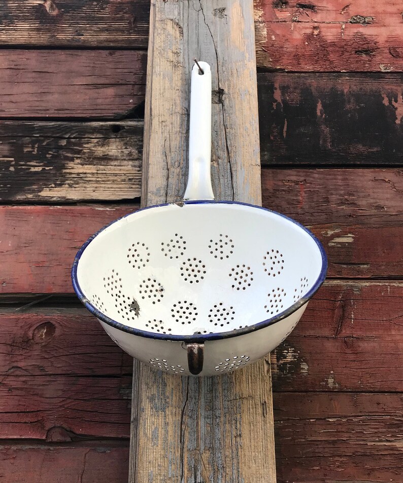Vintage Enamel Colander Enamel Strainer Cookware Big - Etsy