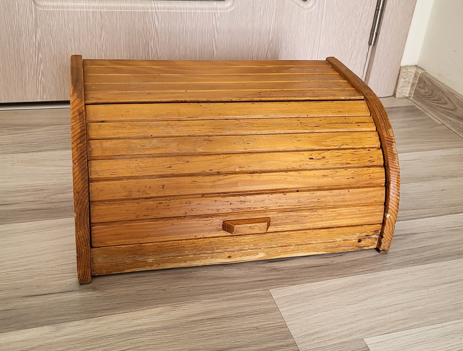 Vintage Wooden Bread Box- Old Wooden Retro Bread Box- Wooden Storage ...