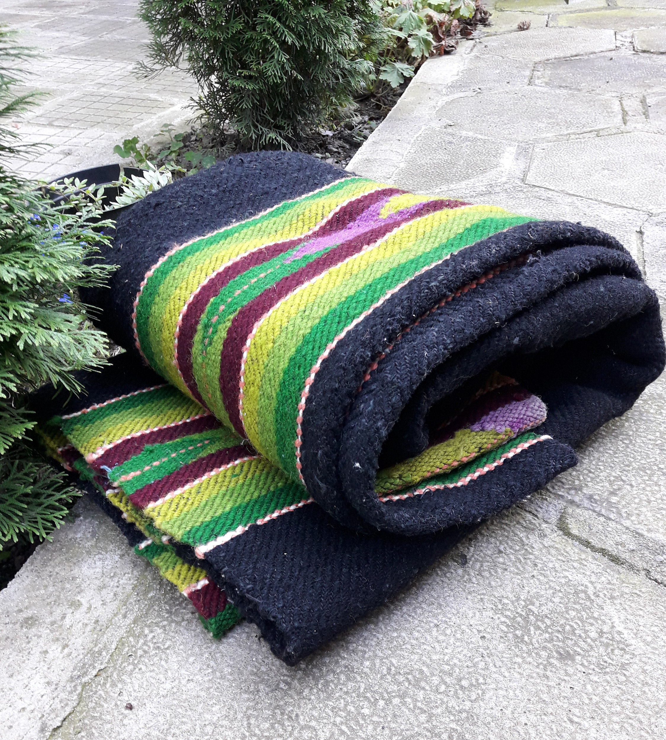 Vintage Bulgarian Colorful Woolen Rug Wool Blanket Rug | Etsy