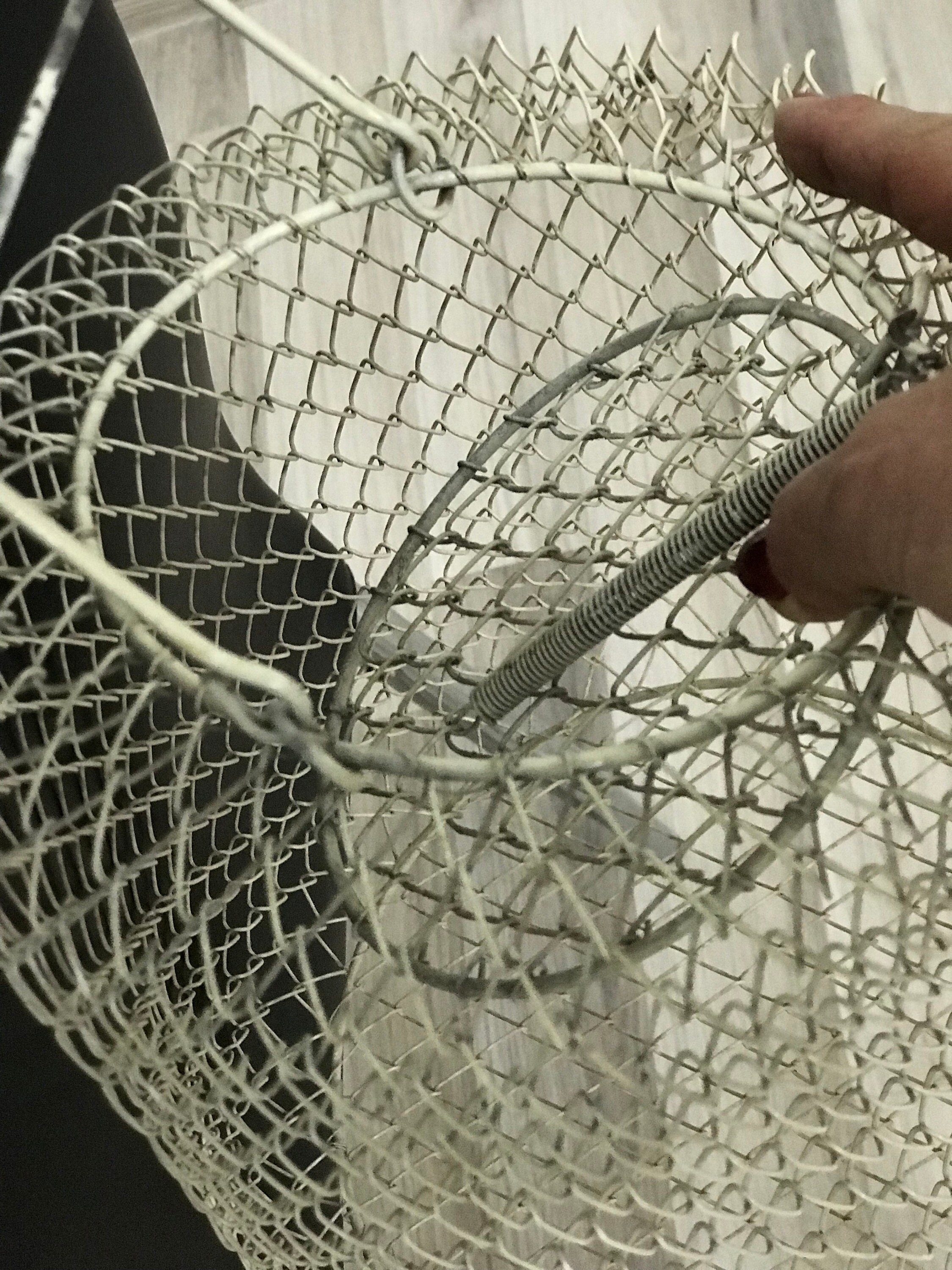 Vintage Fish Basket wire Metal Folding Fishing Basket vintage Metal ...