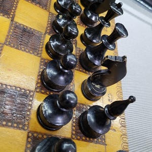 Vintage Medium Chess Set and Backgammon 60s -travel Wood Chess -chess ...