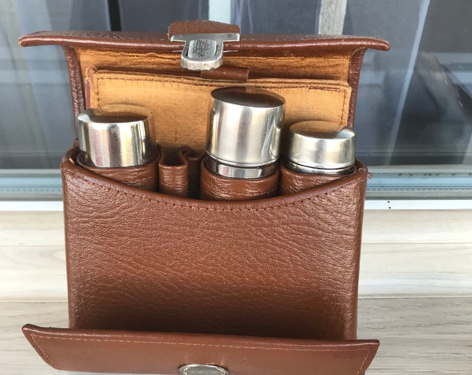 Vintage Shaving Kit-travel Shaving Kit-shaving Accessories With Brown ...