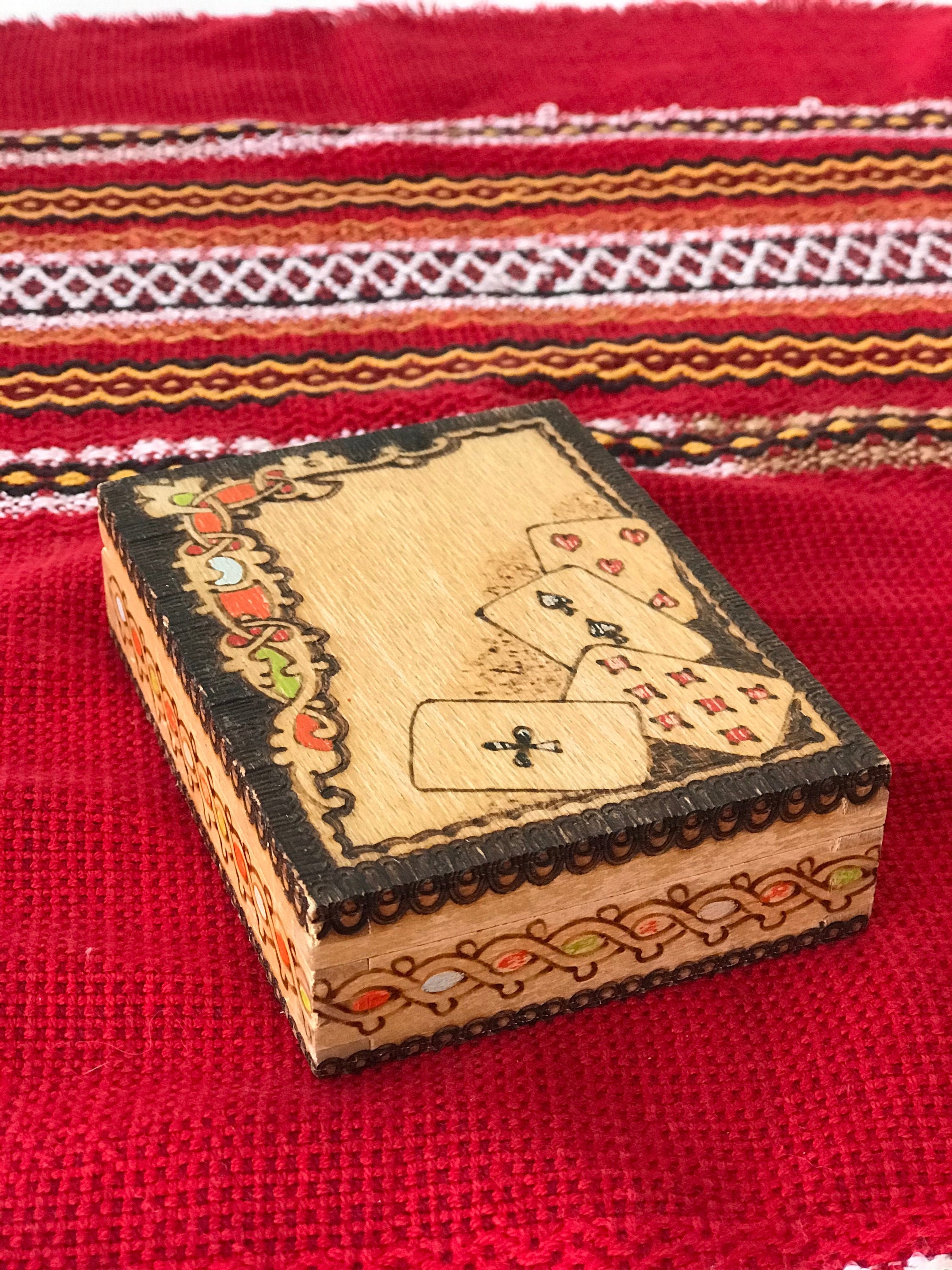 Vintage Card Box -wooden Card Box -card Box Holder -memory Box -jewelry ...