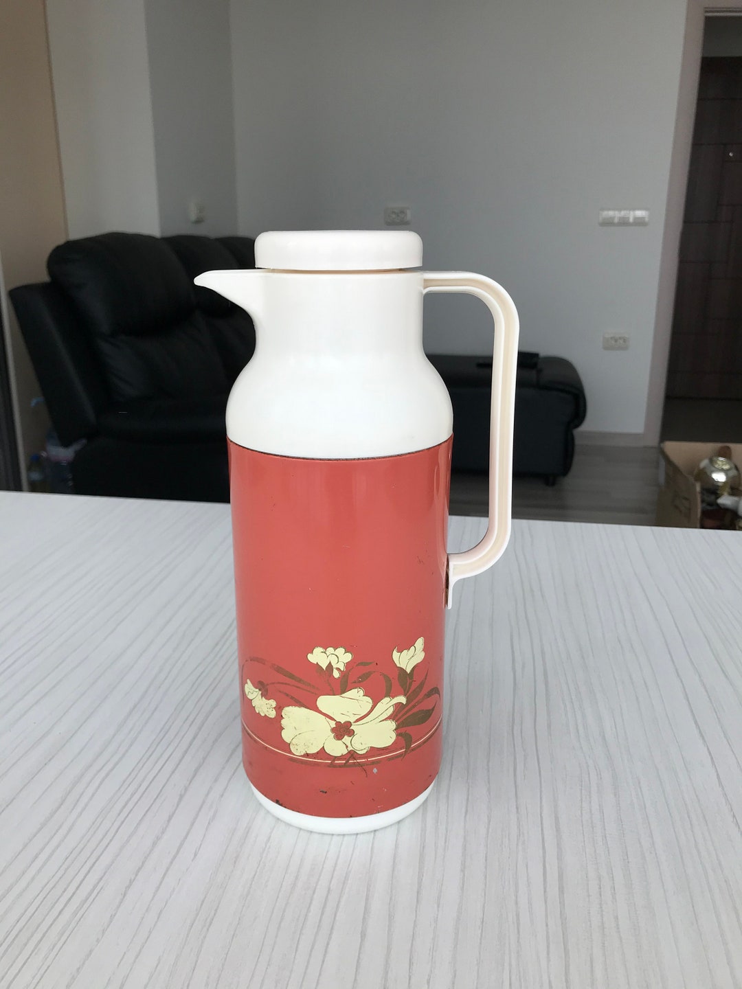 Vintage Thermos - Retro Thermos in Red and White - Old Thermos - Coffee ...