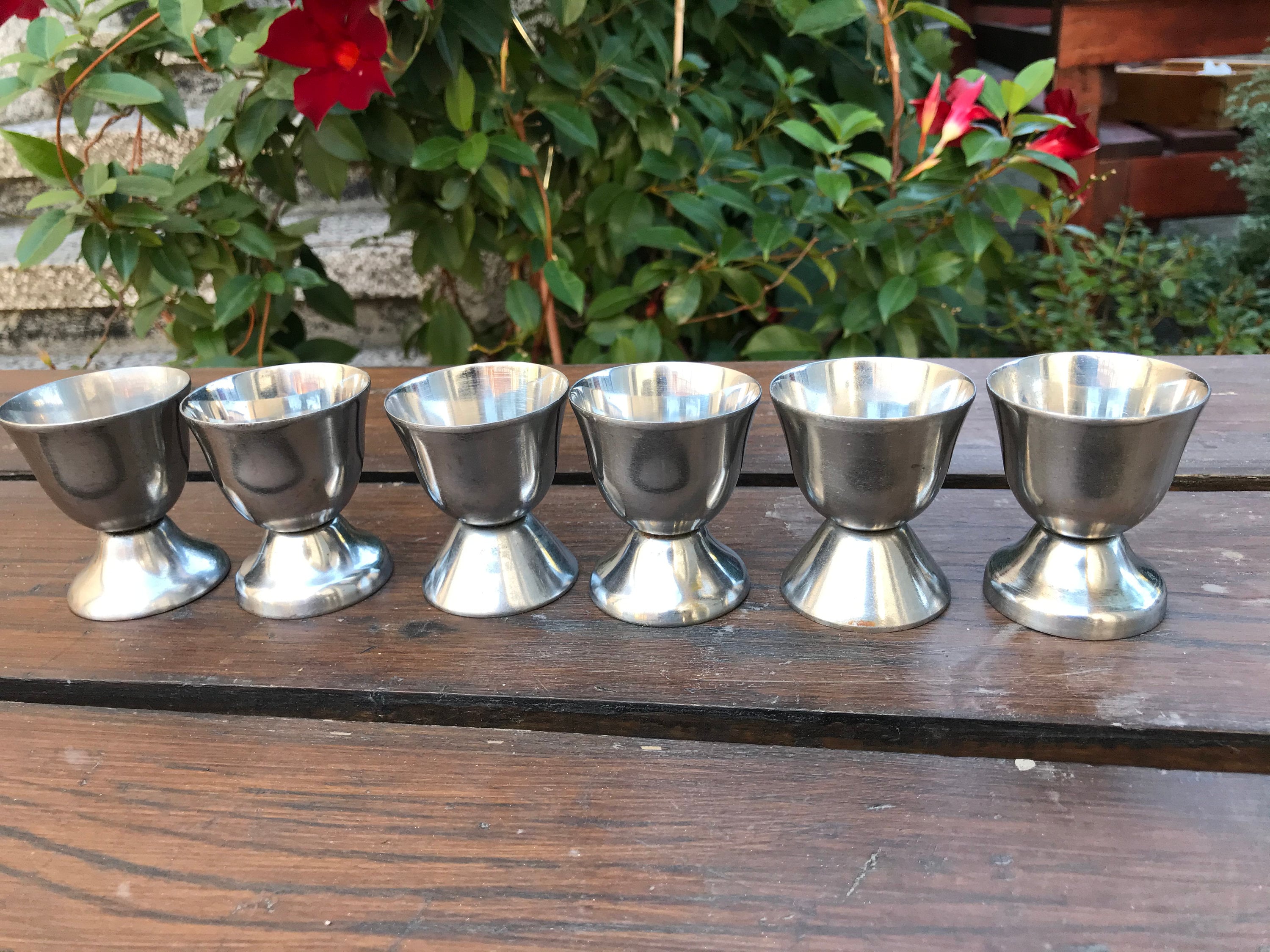 Vintage Set of 6 Eggs Cup Stainless Steel Egg Cups Vintage - Etsy