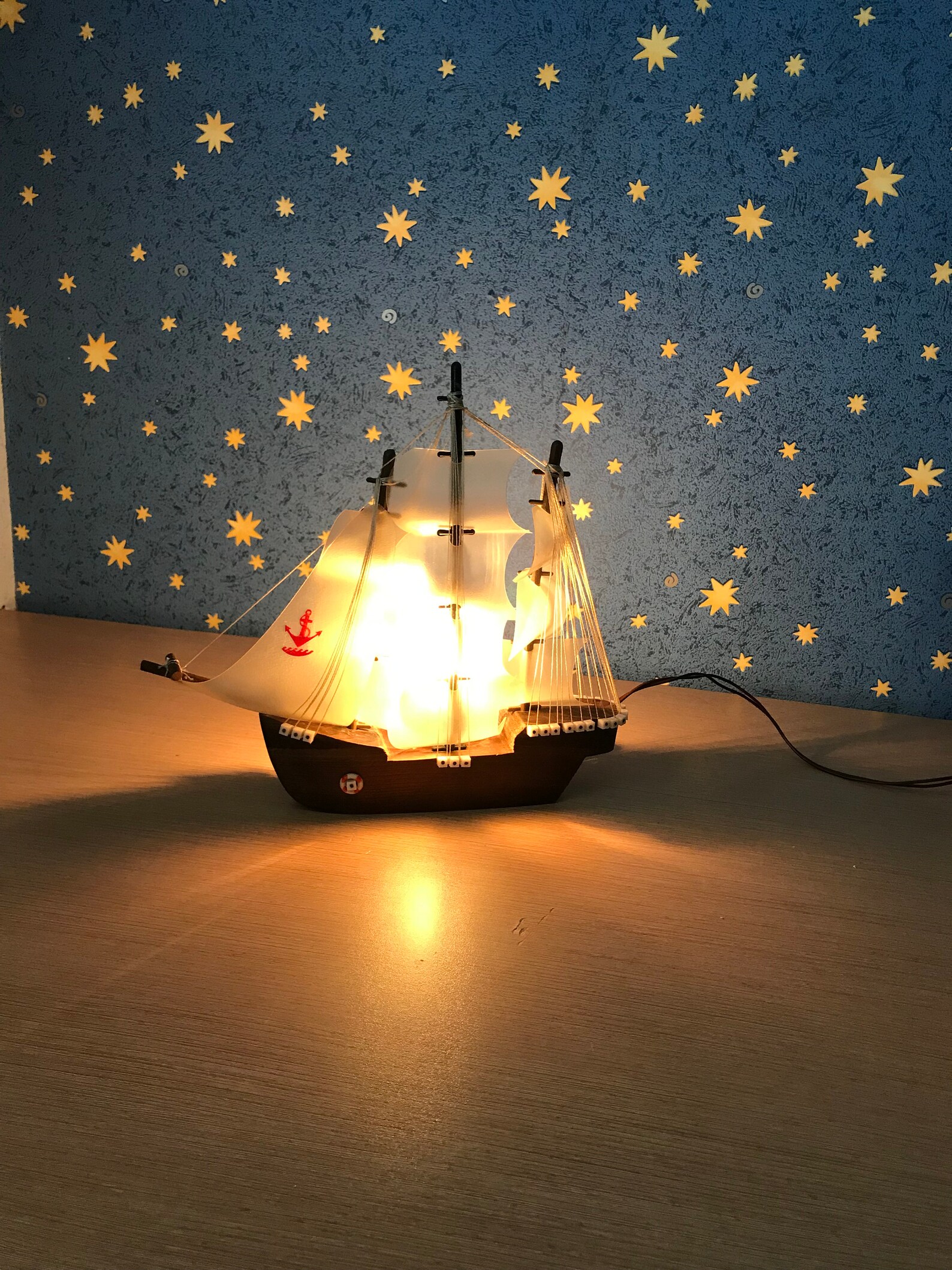 Vintage Handmade Wooden Ship Model Night Lamp – Beach Cottage Decor - Etsy