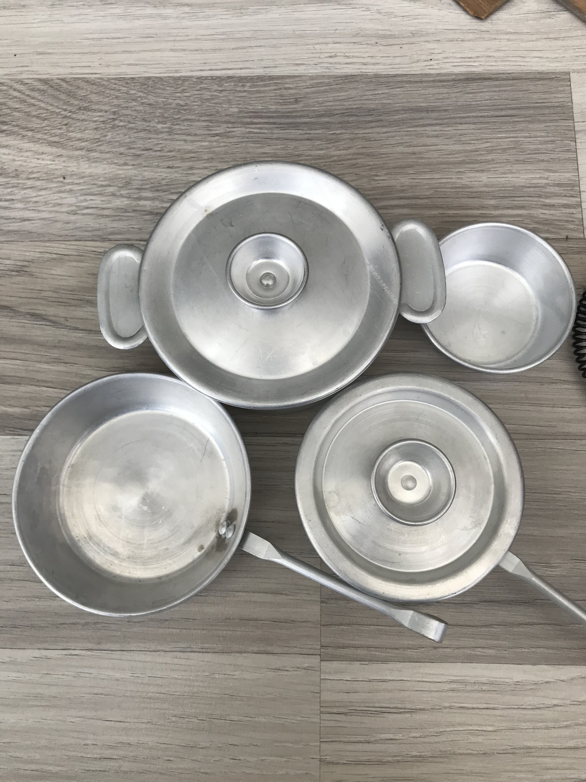 Vintage toy stove with saucepan two frying pans and a bowl | Etsy