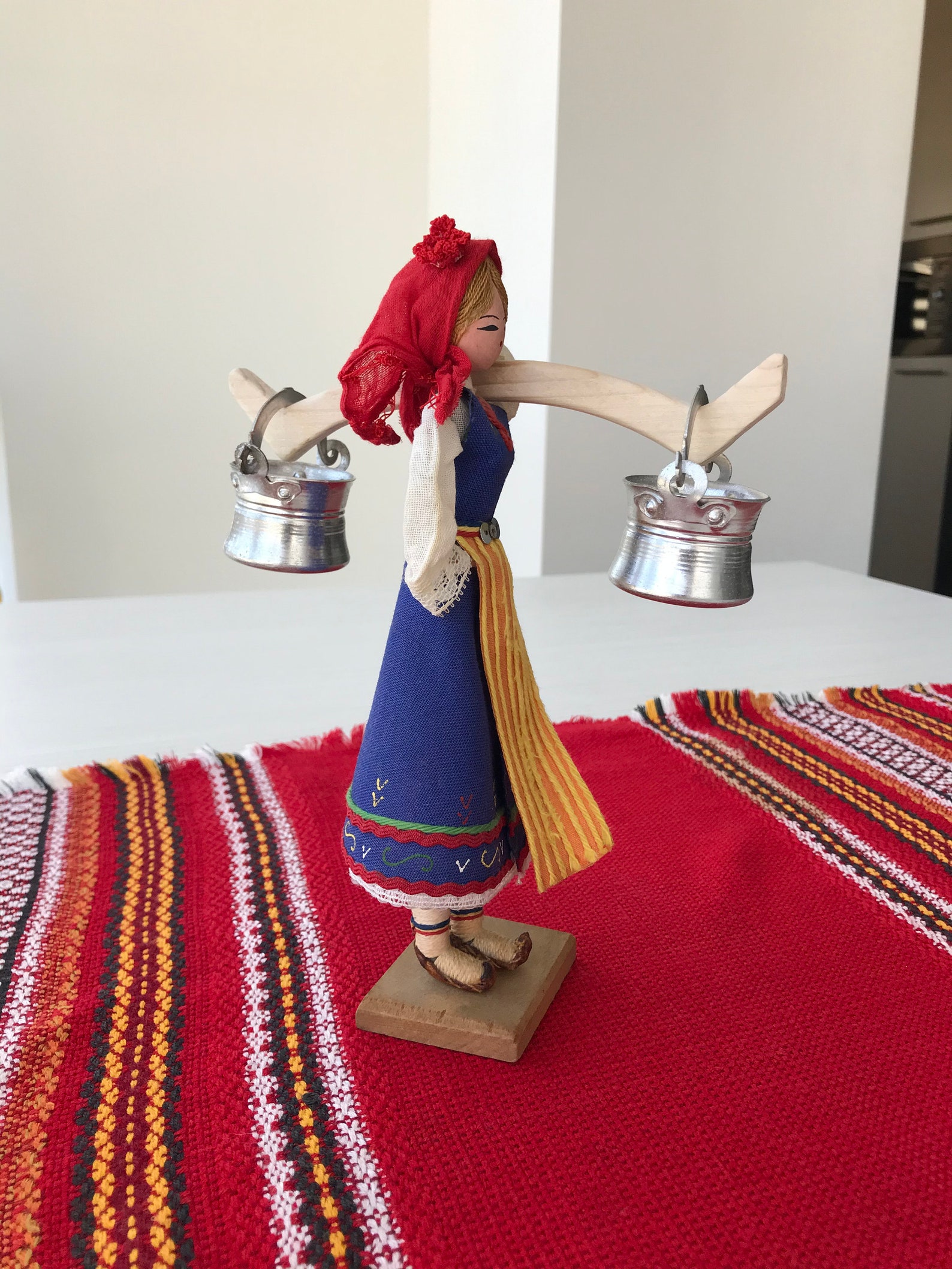 Vintage wooden doll in traditional Bulgarian costume | Etsy