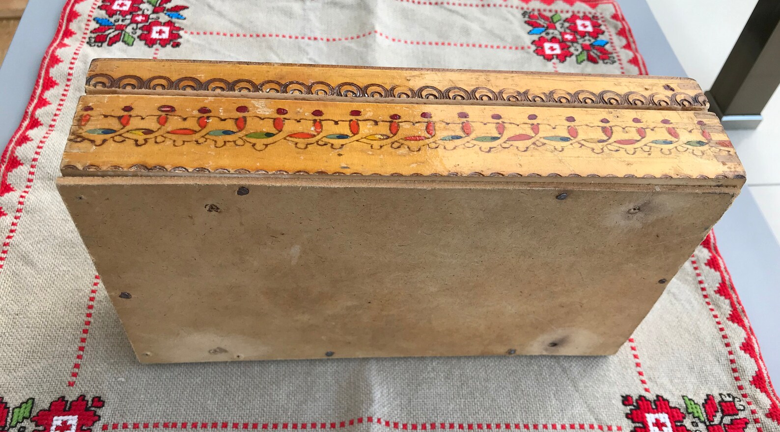 Vintage Wooden Pyrography Box Vintage Keepsake Box Bulgarian Wooden ...