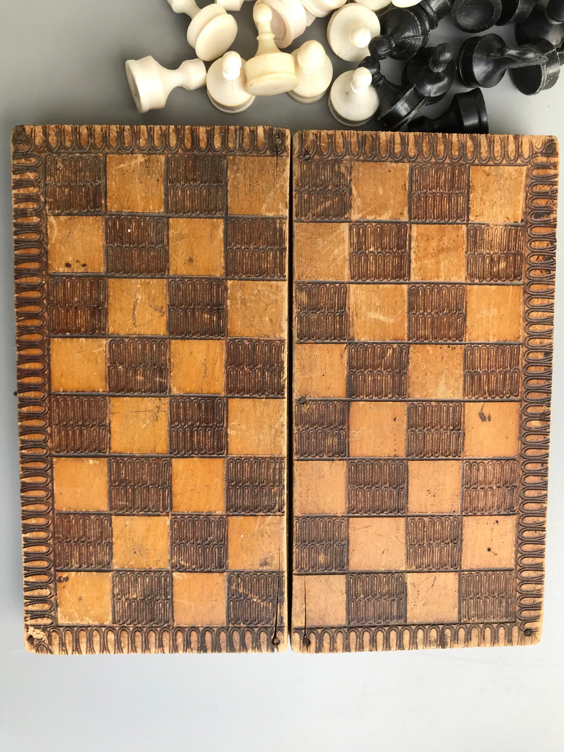 Vintage Small Chess Set 50's-vintage Travel Wood Chess - Etsy