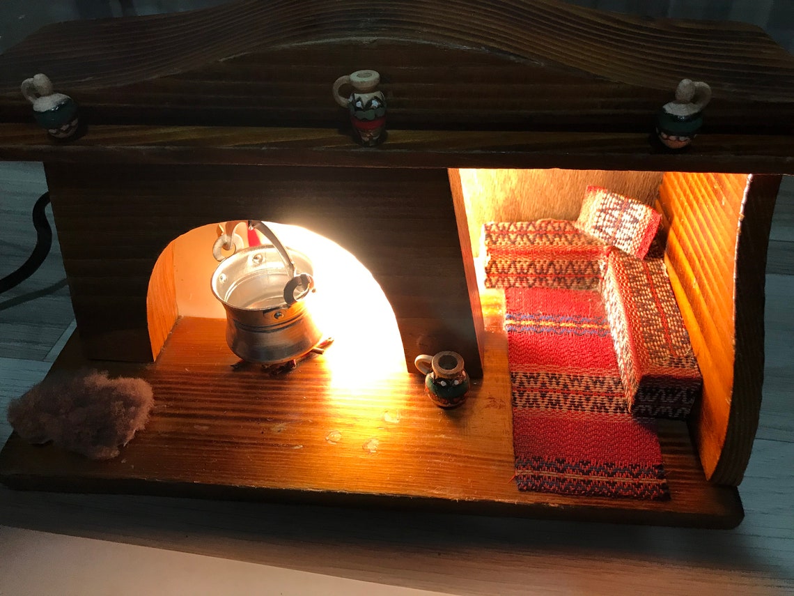 Vintage Night Lamp Night Light House Wooden Decorative - Etsy