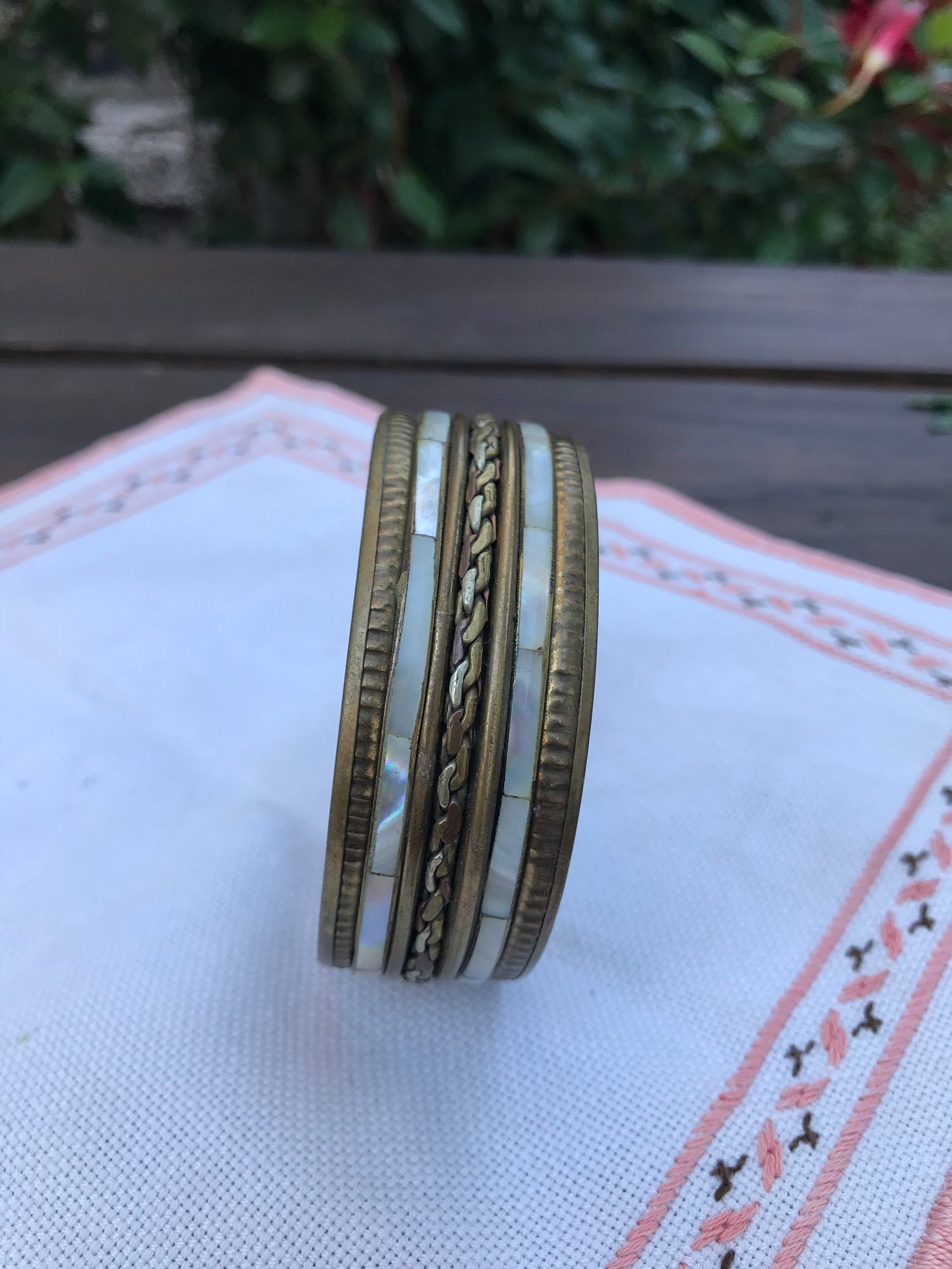 Vintage Brass and Copper Bangle Embossed Bangle Wide - Etsy