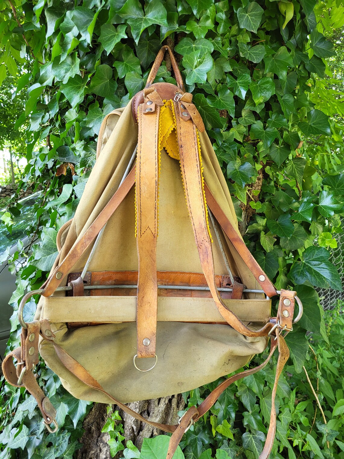 Vintage Backpack-hiking Bag-backpack Leather Straps-backpack From ...