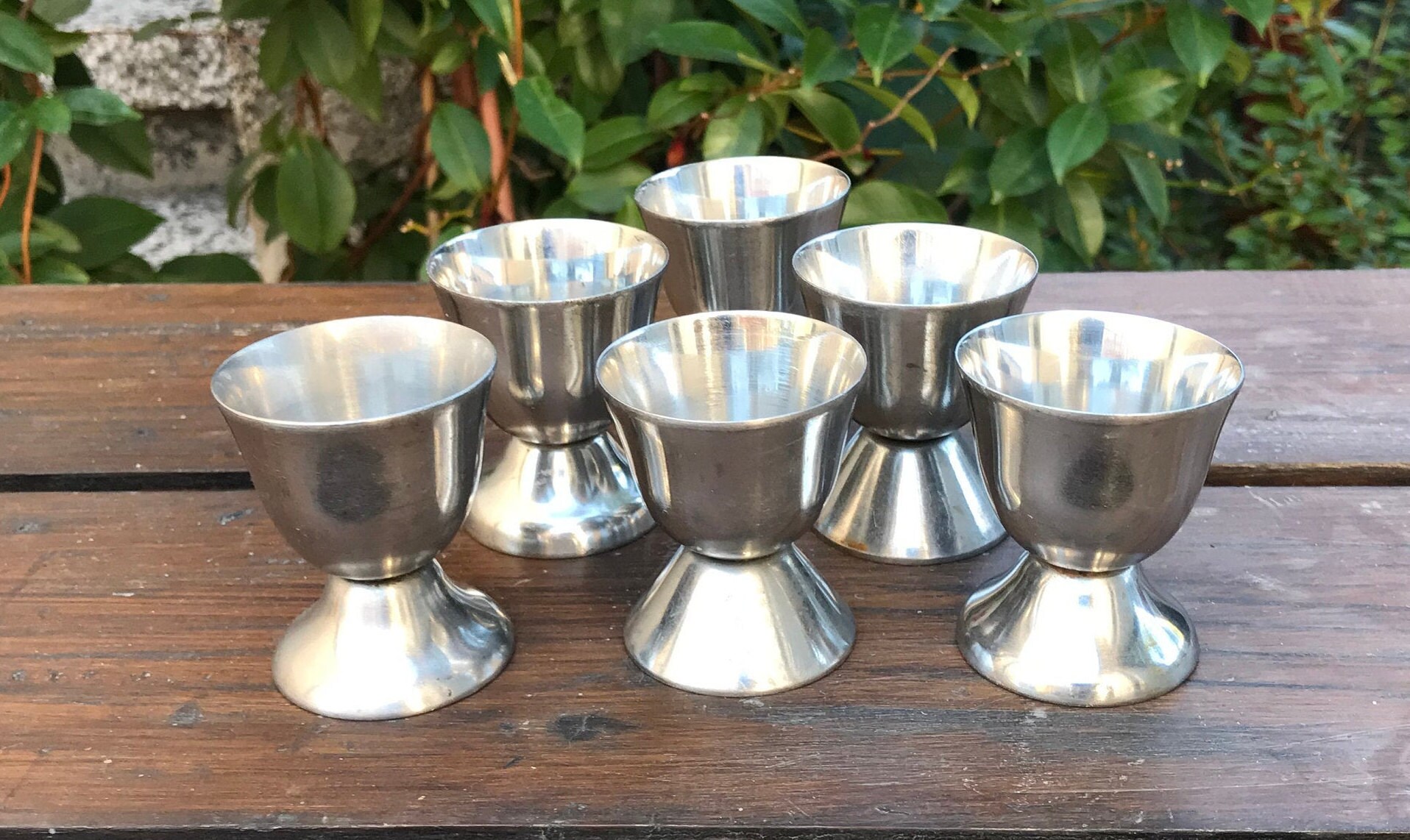 Vintage Set of 6 Eggs Cup Stainless Steel Egg Cups Vintage - Etsy