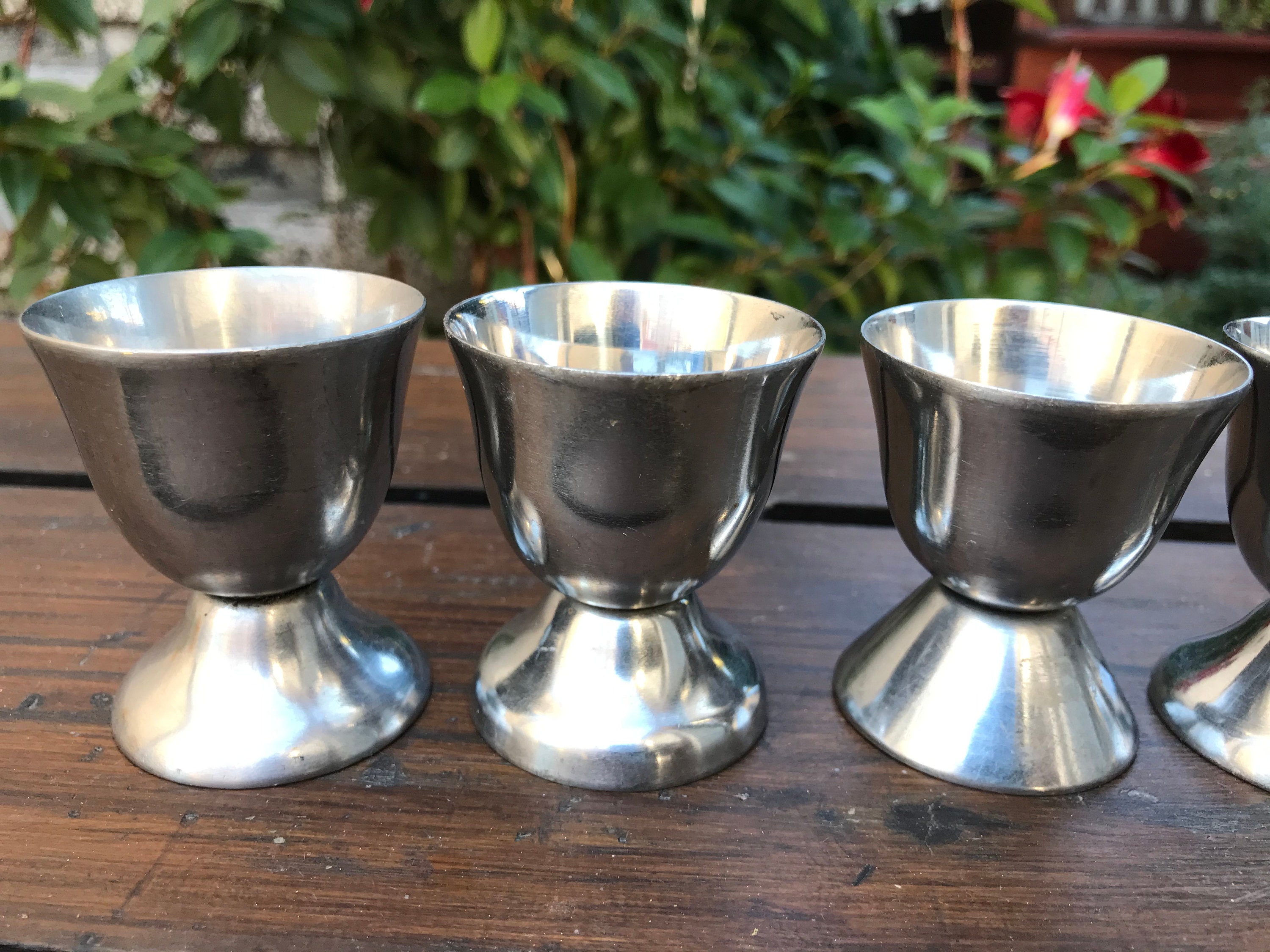 Vintage Set of 6 Eggs Cup Stainless Steel Egg Cups Vintage - Etsy