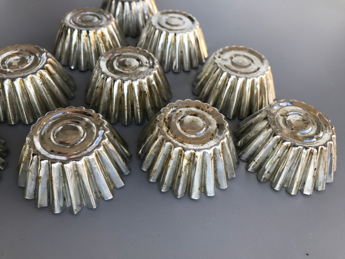 Vintage metal tiny cake forms-set of 10 models-old forms for | Etsy