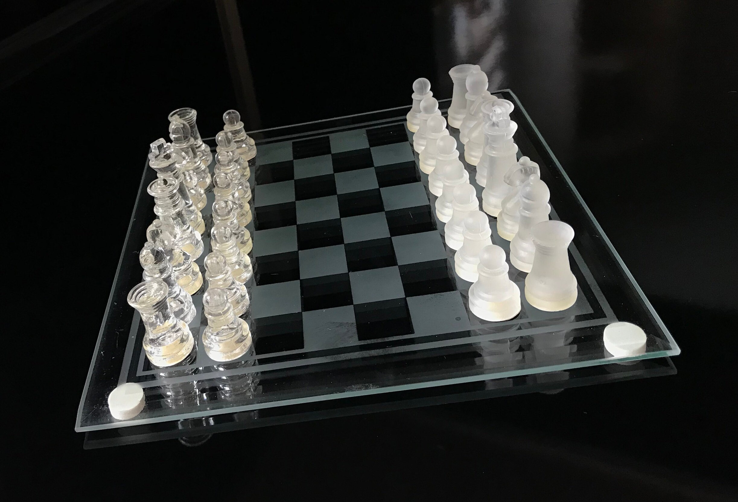 Vintage Small Glass Chess Set -table Game -chess Game -glass Chess ...