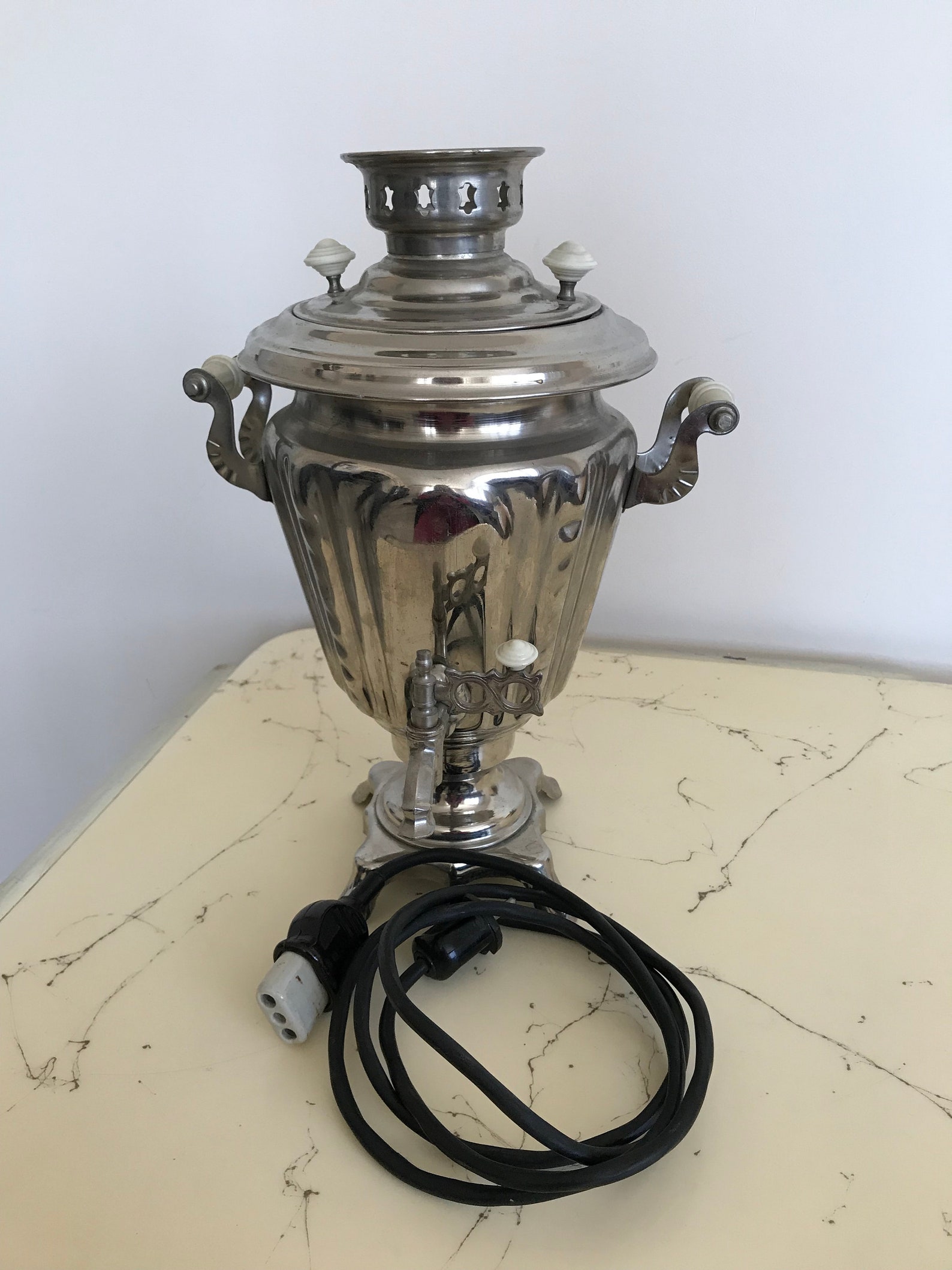 Vintage Russian Samovar Large electric Samovar metal Tea Pot working ...