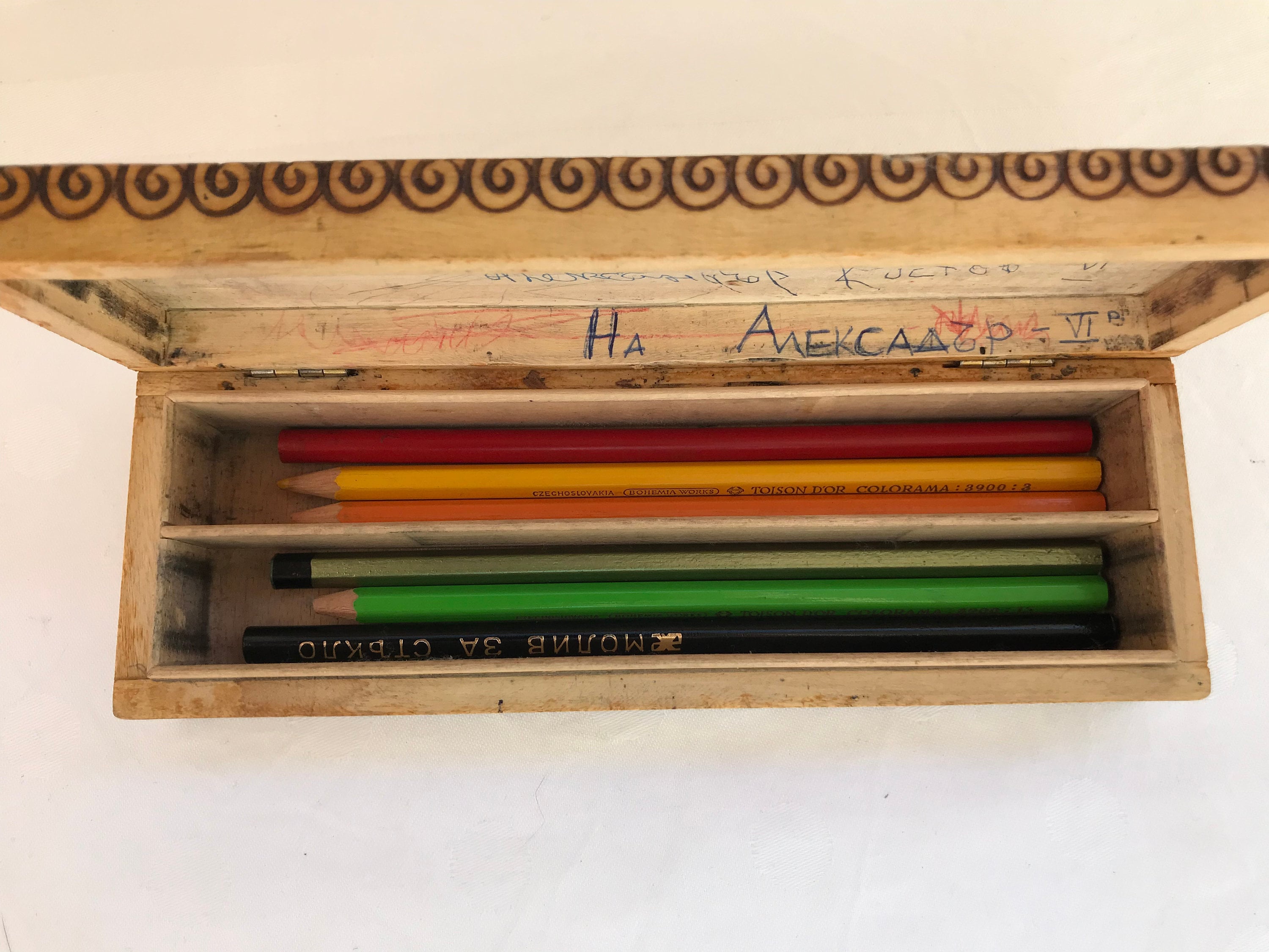 Vintage pencils box wooden box trinket box keepsake box | Etsy