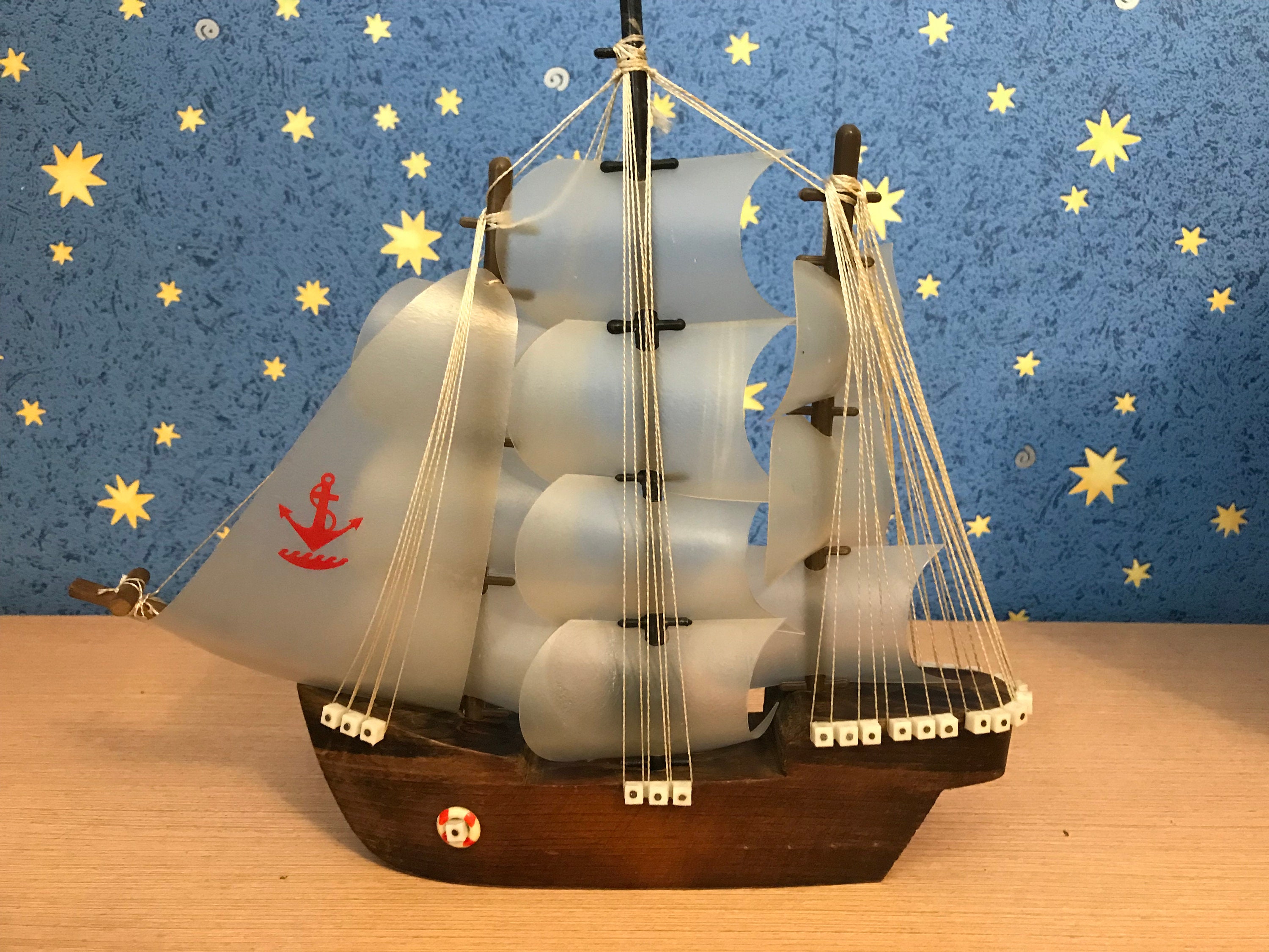 Vintage Handmade Wooden Ship Model Night Lamp – Beach Cottage Decor - Etsy