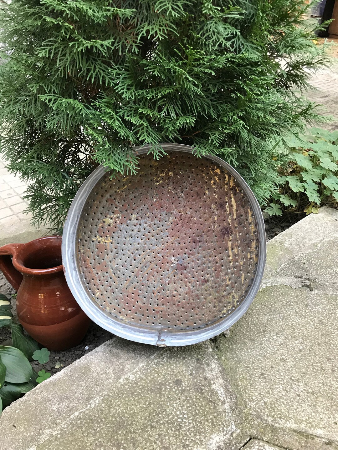 Vintage Large Sieve Metal Sieve Big Metal Sieve Home Décor Primitive ...