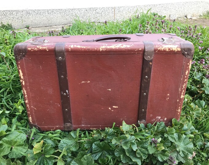 Vintage Suitcase Cardboard Suitcase Brown Suitcase Retro Travel ...